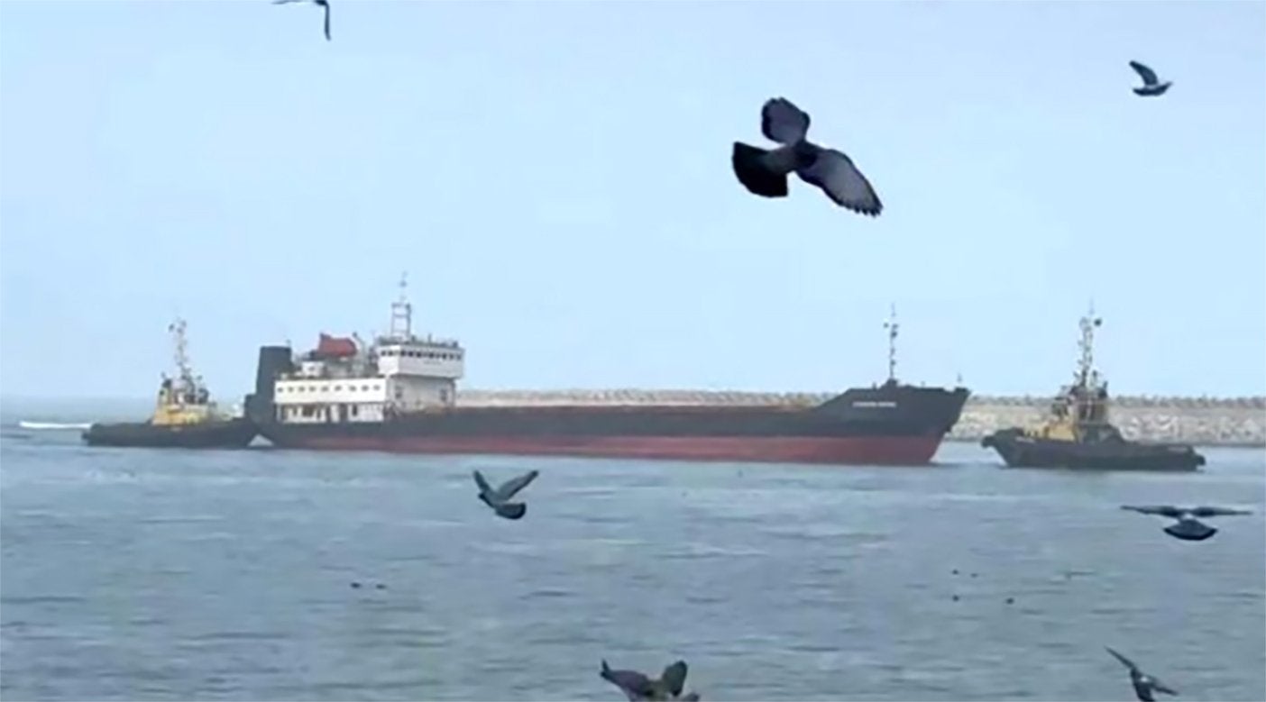 Iranian cargo ship grounds after hull breach off Russia