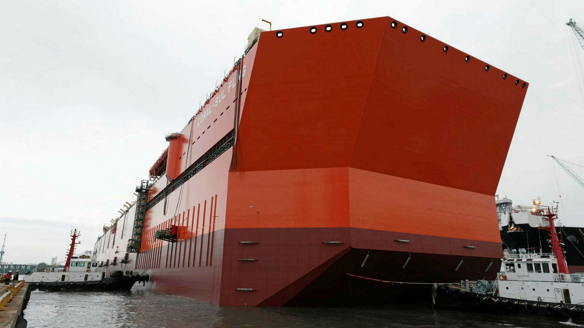 Coral FLNG unit hoves into view at yard float out